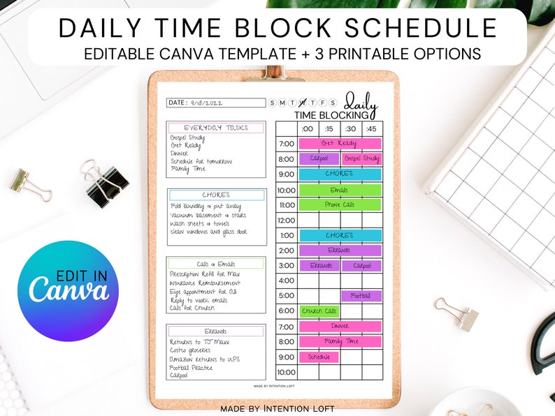 Time Blocking Planner Printable-block Schedule Planner-adhd Planner ...
