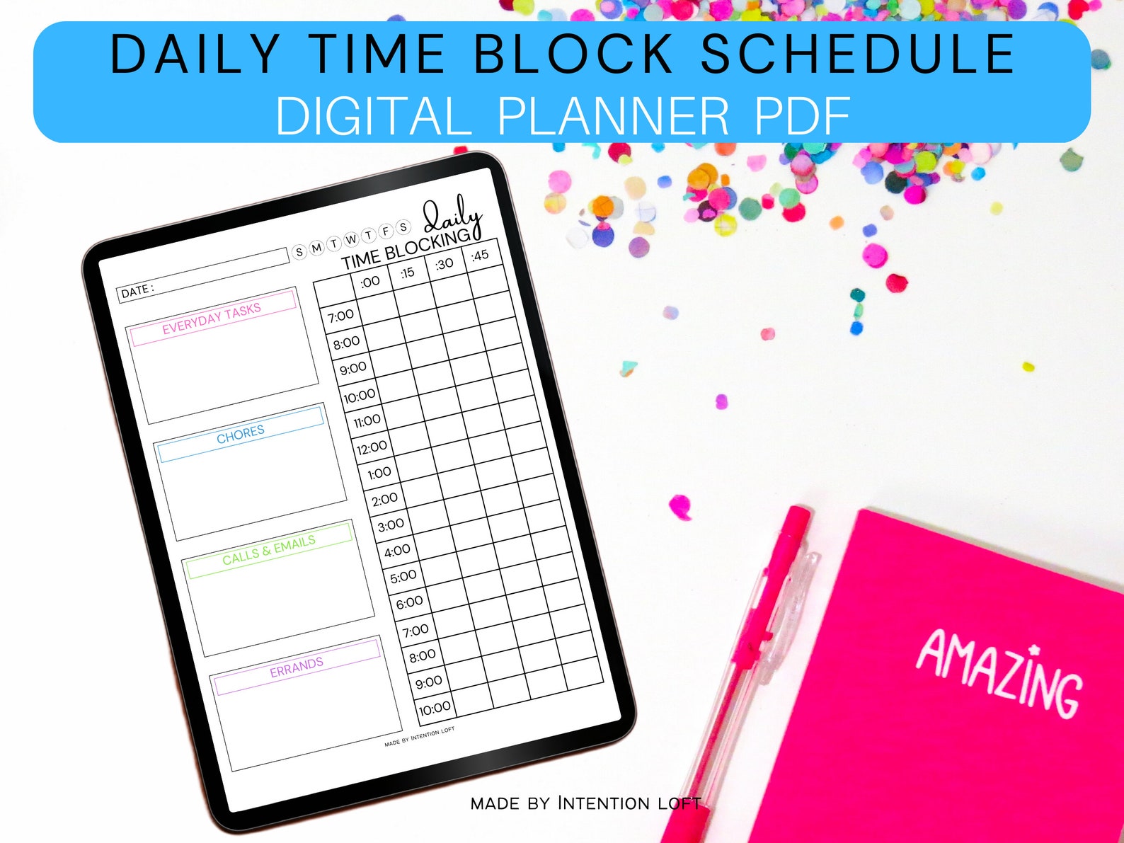Time Blocking Planner Printable-block Schedule Planner-adhd Planner ...