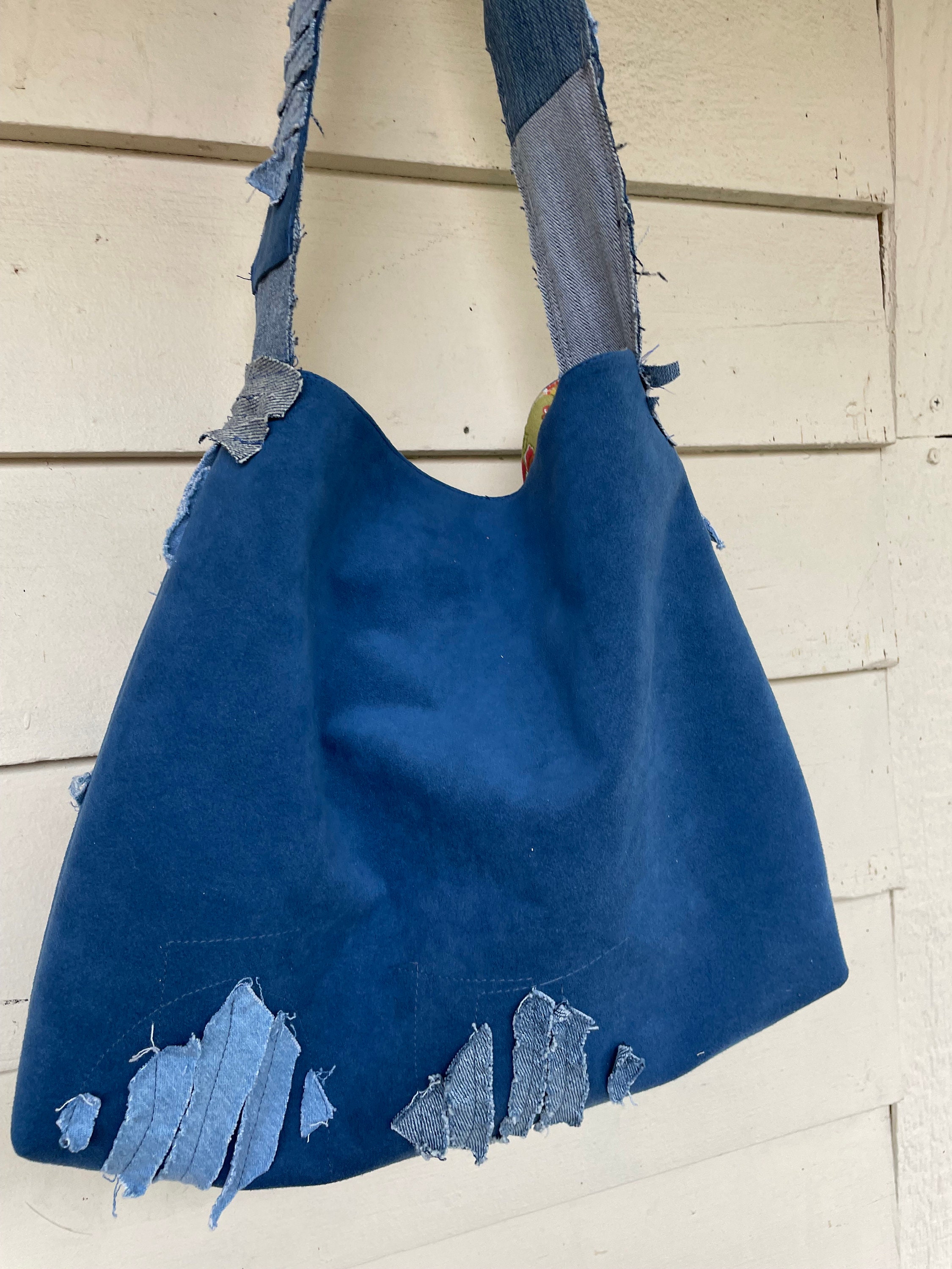 Ultrasuede and Denim Hobo - Etsy