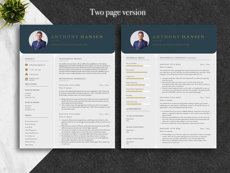 Modern Canva Resume Template | Ats-friendly CV (US Letter, A4) (5 Page ...
