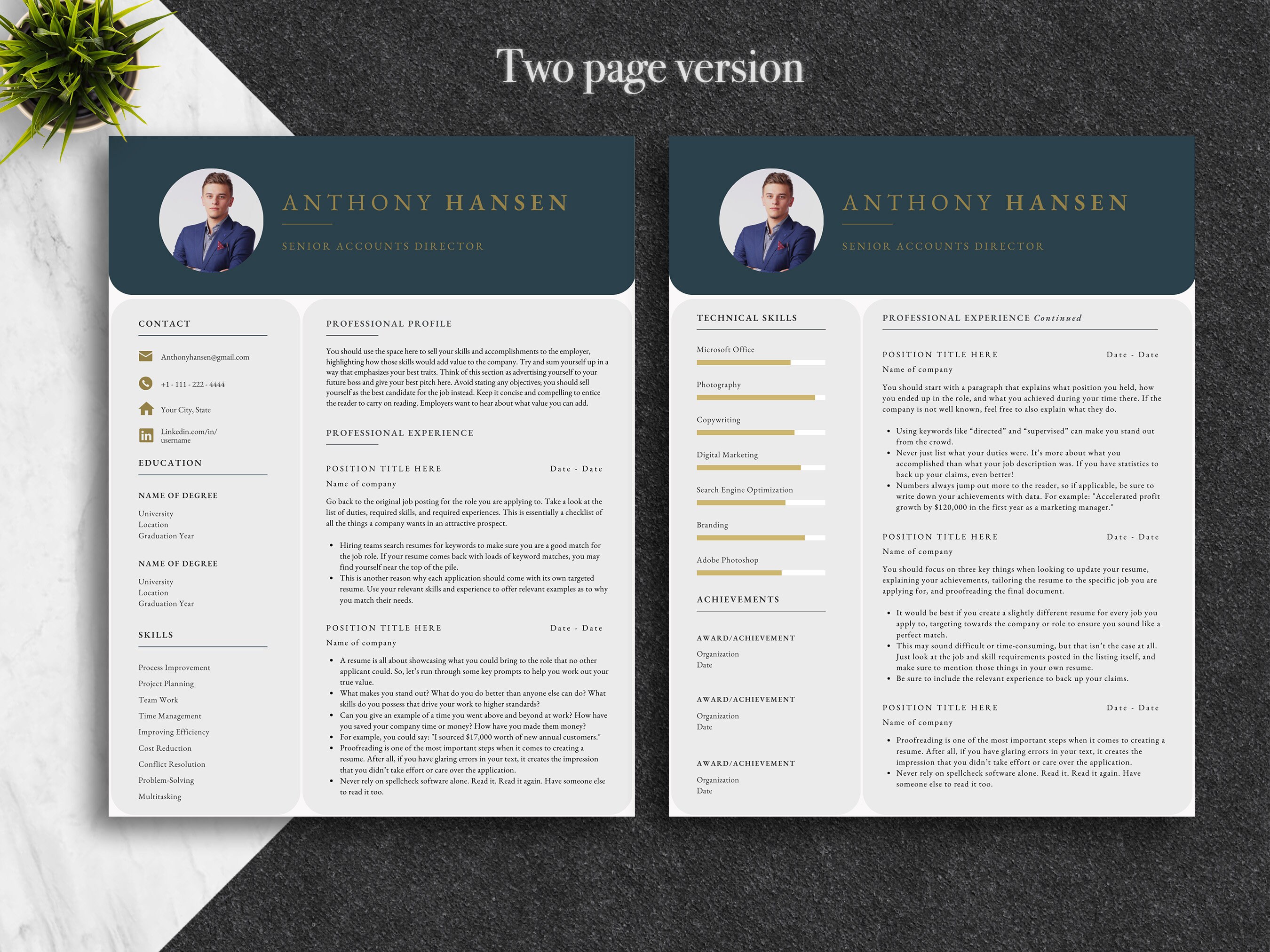 Modern Canva Resume Template for Canva Canva CV Template, Resume Template, 3 Pages Resume Cover ...