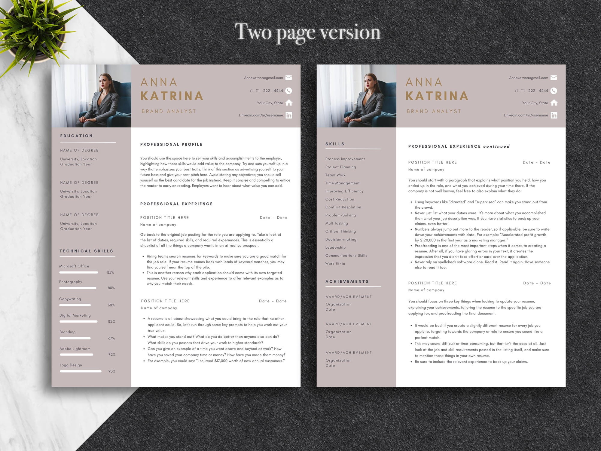Canva Resume Template Professional Canva CV Template Modern - Etsy