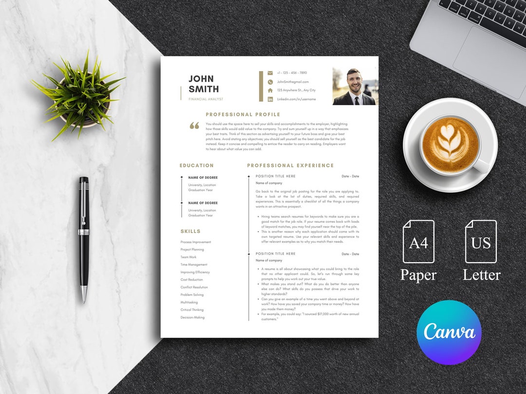 Canva Executive Resume Template, Canva CV CV Template Professional ...