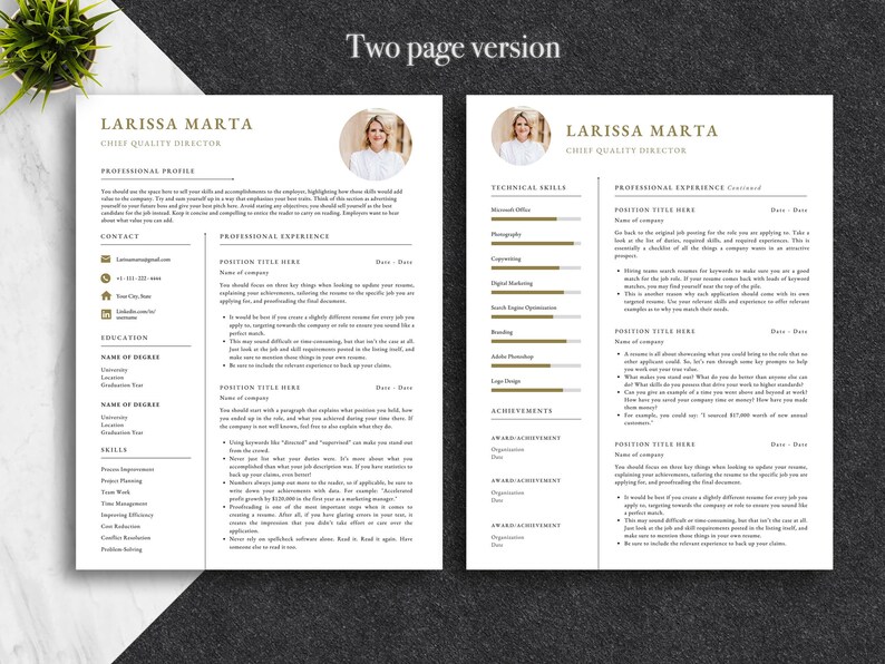Canva Resume Template Canva CV Template Professional Resume - Etsy