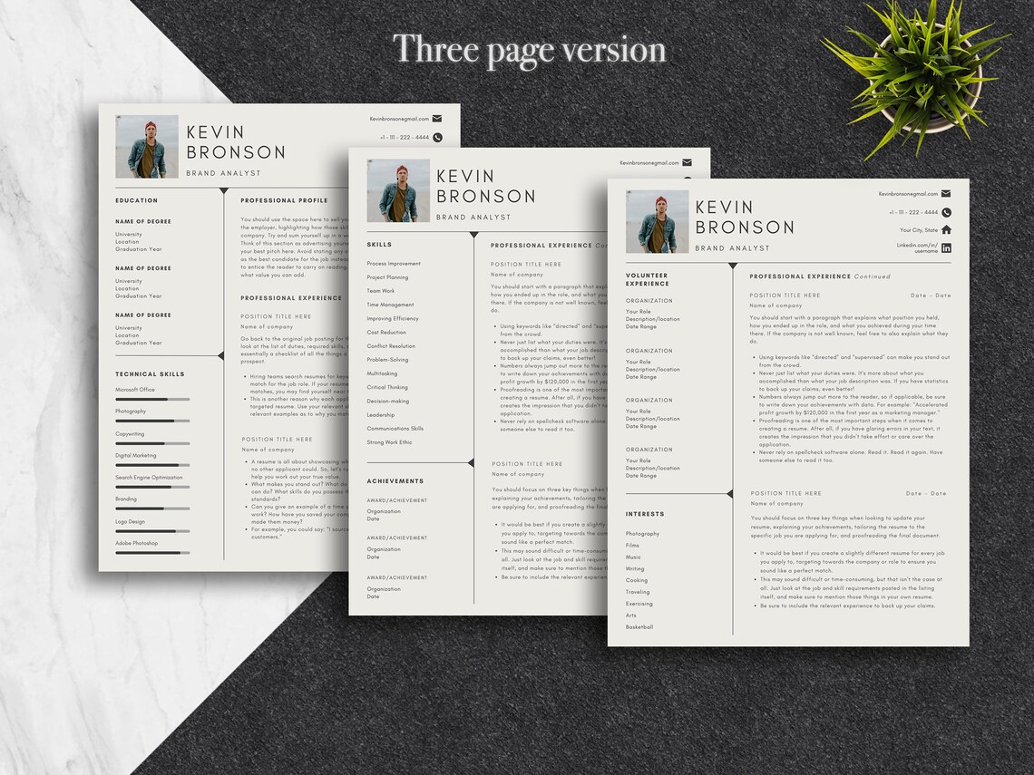 Modern Executive Resume Template, ATS Friendly CV (US Letter+a4) (5 ...