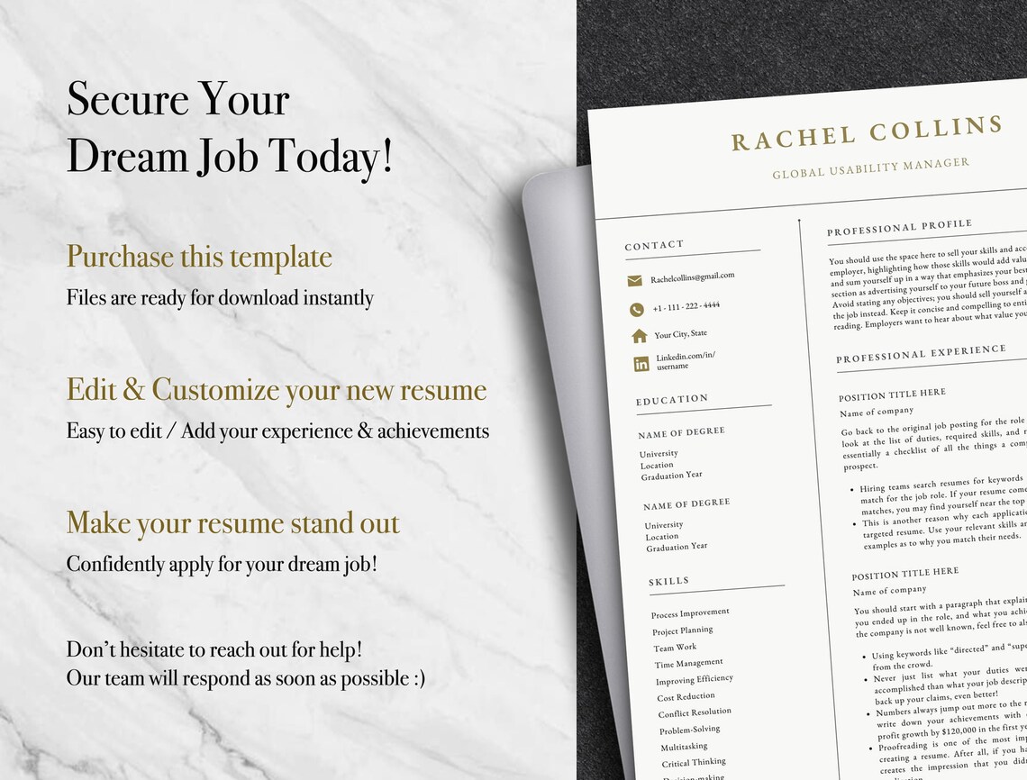 Executive Canva Resume Template for Canva Resume, Canva CV Template ...