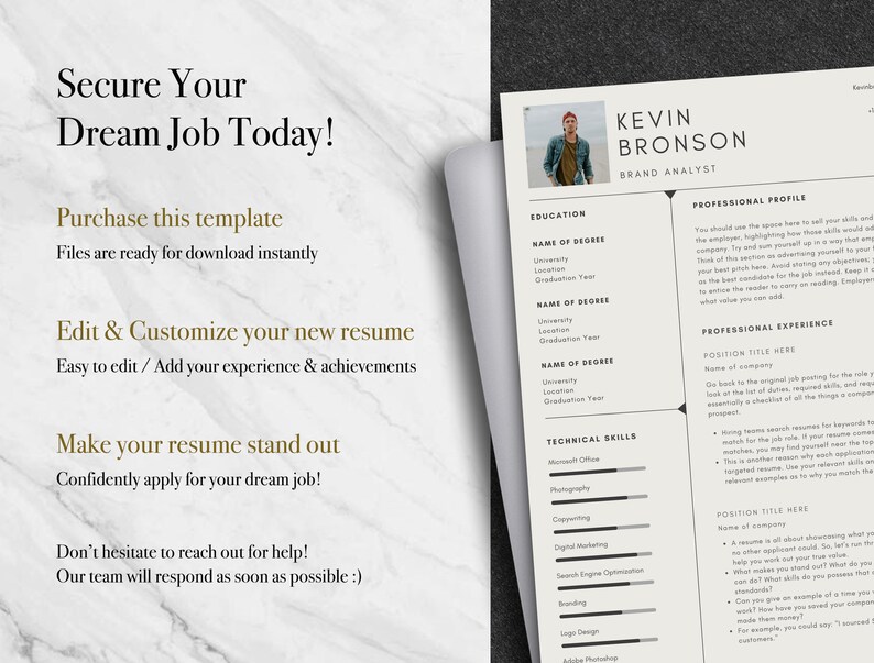 Executive Canva Resume Template Canva CV Professional Canva - Etsy
