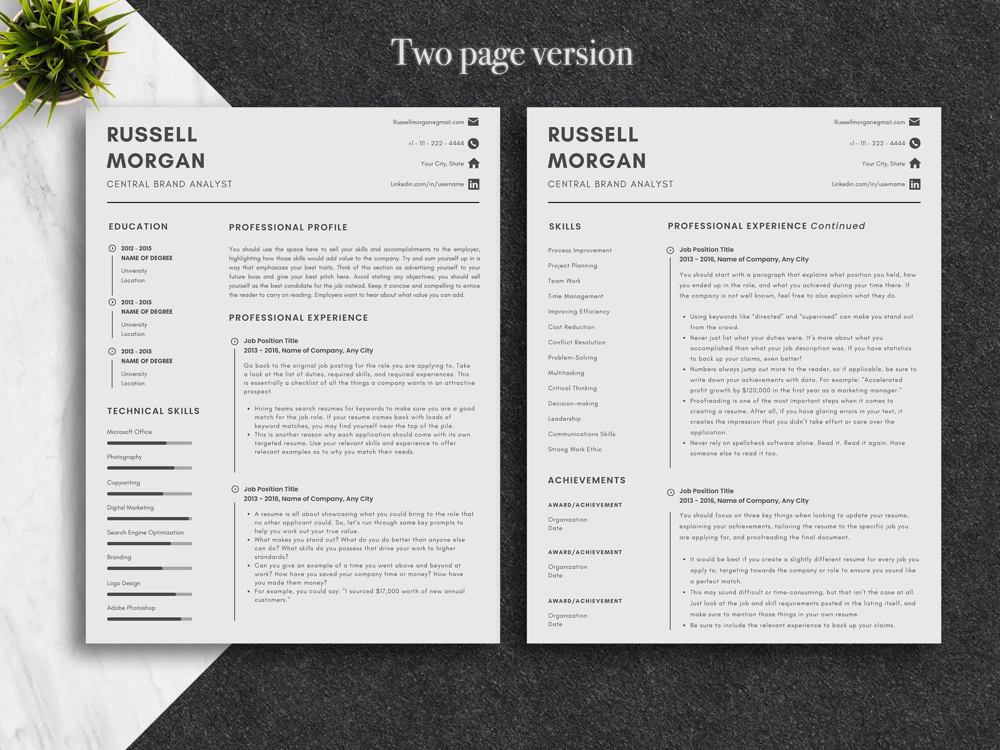 Canva Resume Template, Canva CV Template, Professional Canva Resume ...