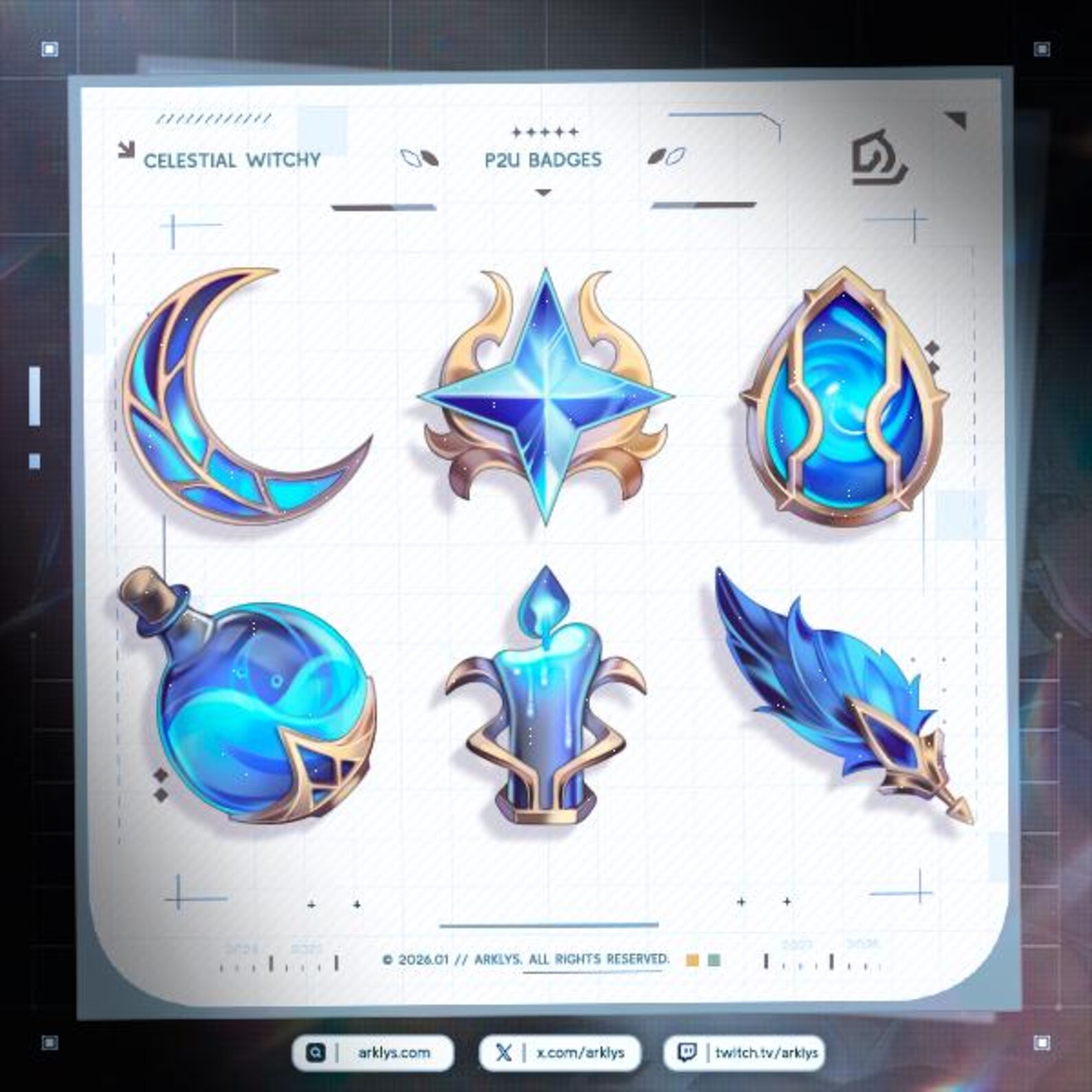 Sub Badges ‣ Celestial Witchy, Blue, for Twitch / Discord - Etsy