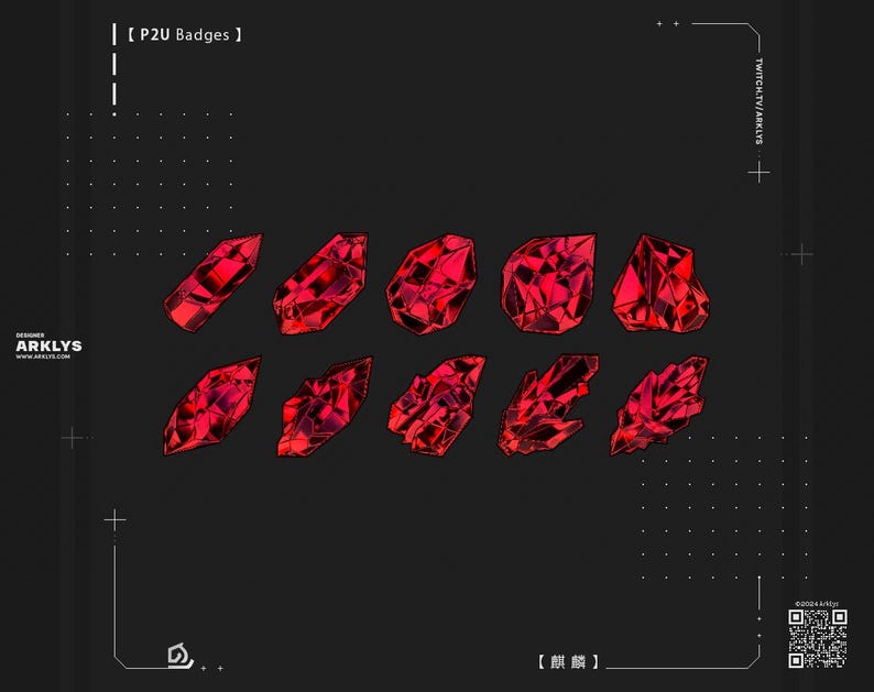 Badges X10 Ruby Crystal Gems for Twitch / Discord - Etsy