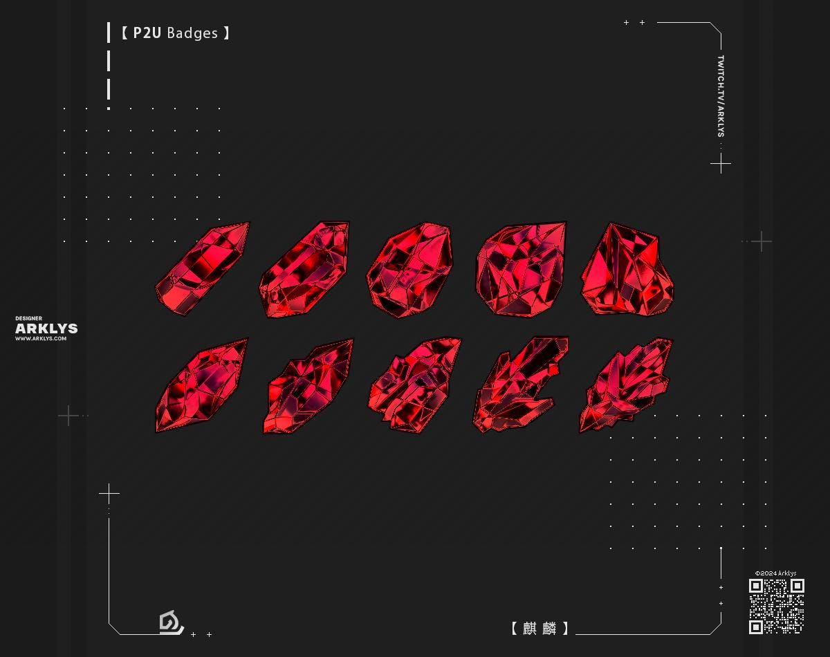Badges X10 - Ruby Crystal Gems | for Twitch / Discord - Etsy