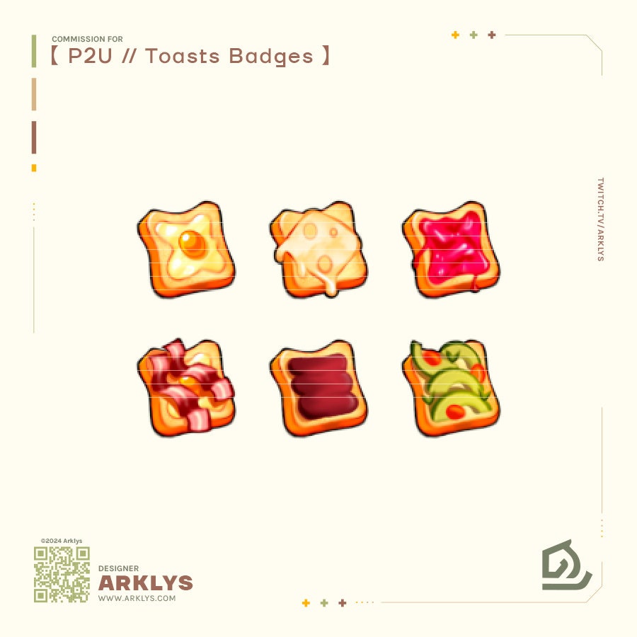 Badges X6 Brunch Toasts Edition for Twitch / Discord - Etsy