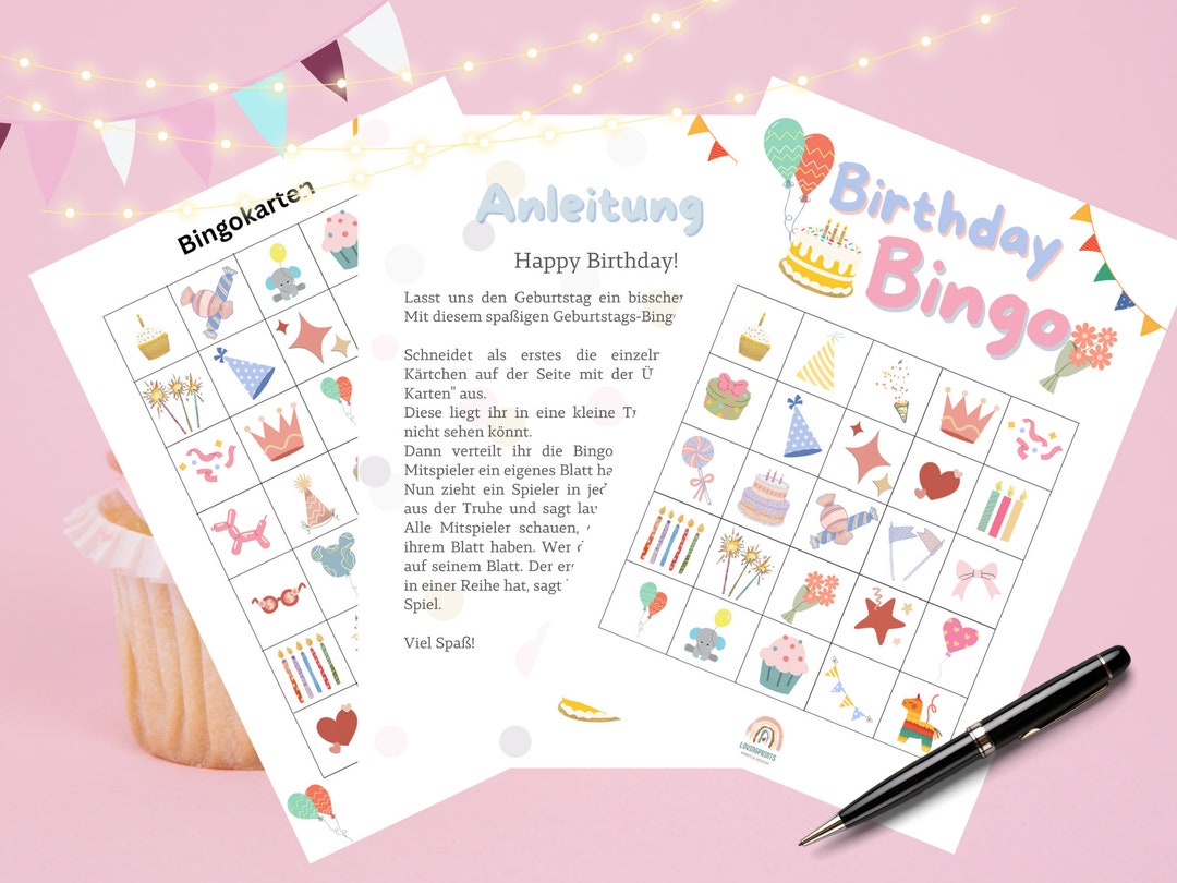 Birthday Bingo Sweet Motifs PDF Print Game for Children / Children's ...