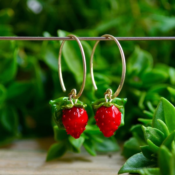 Strawberry Earrings - Etsy