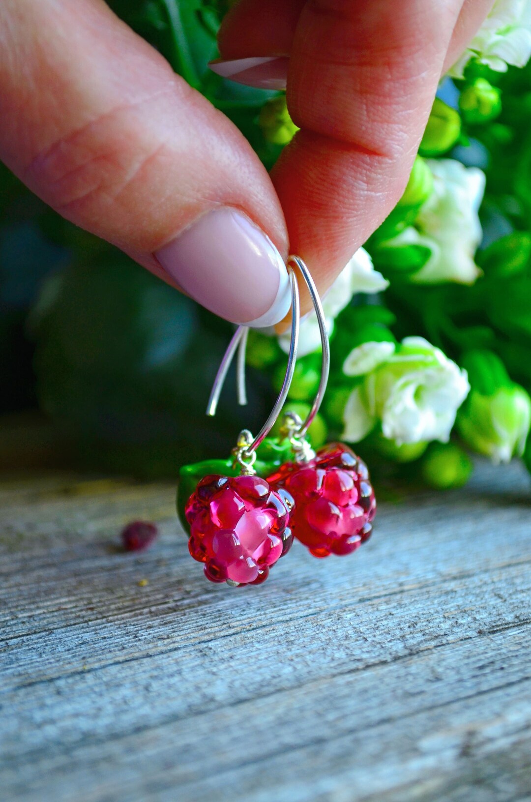 Raspberry Earrings, Berry Earrings, Minimalist Earrings, Statement ...