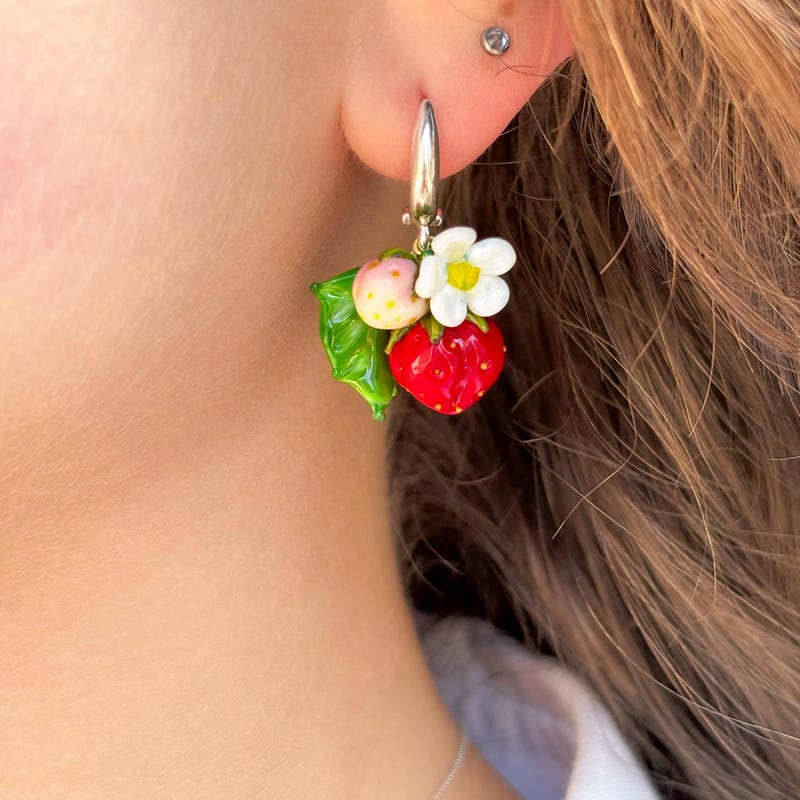 Strawberry Earrings - Etsy