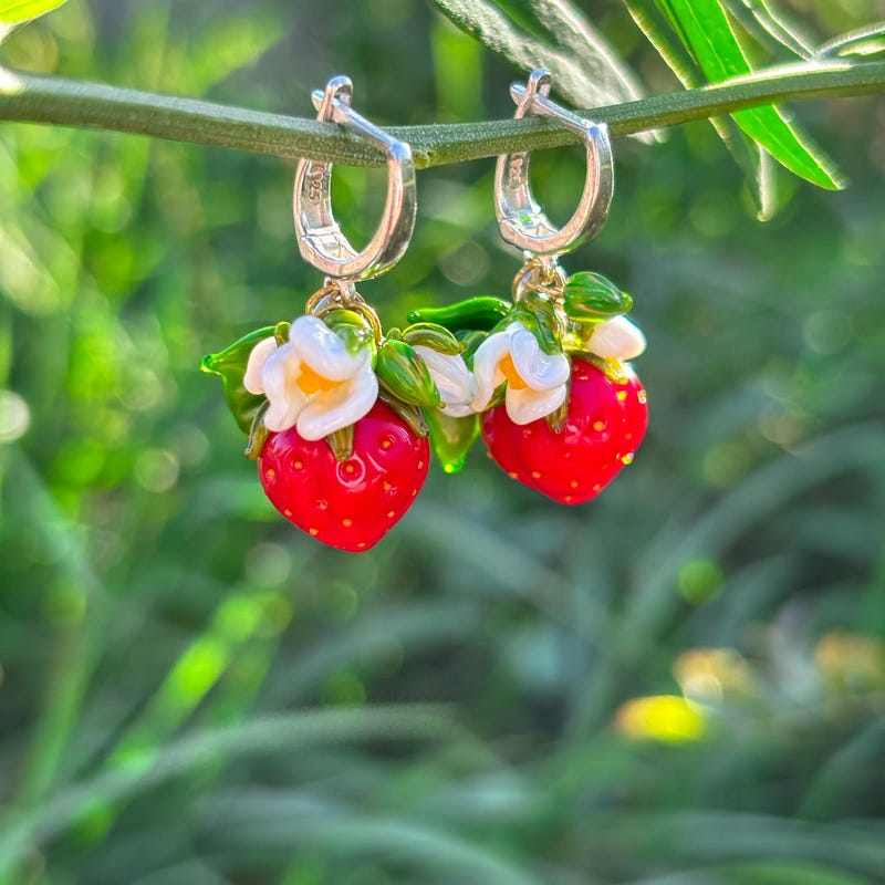 Strawberry Earrings - Etsy