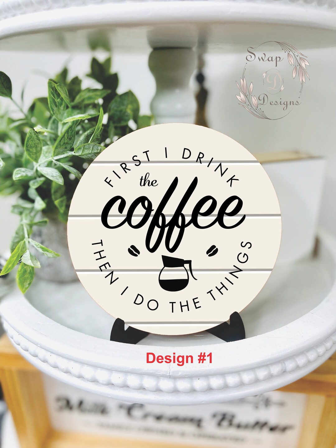 Round Coffee Bar Sign Tiered Tray Signs Farmhouse Sign - Etsy