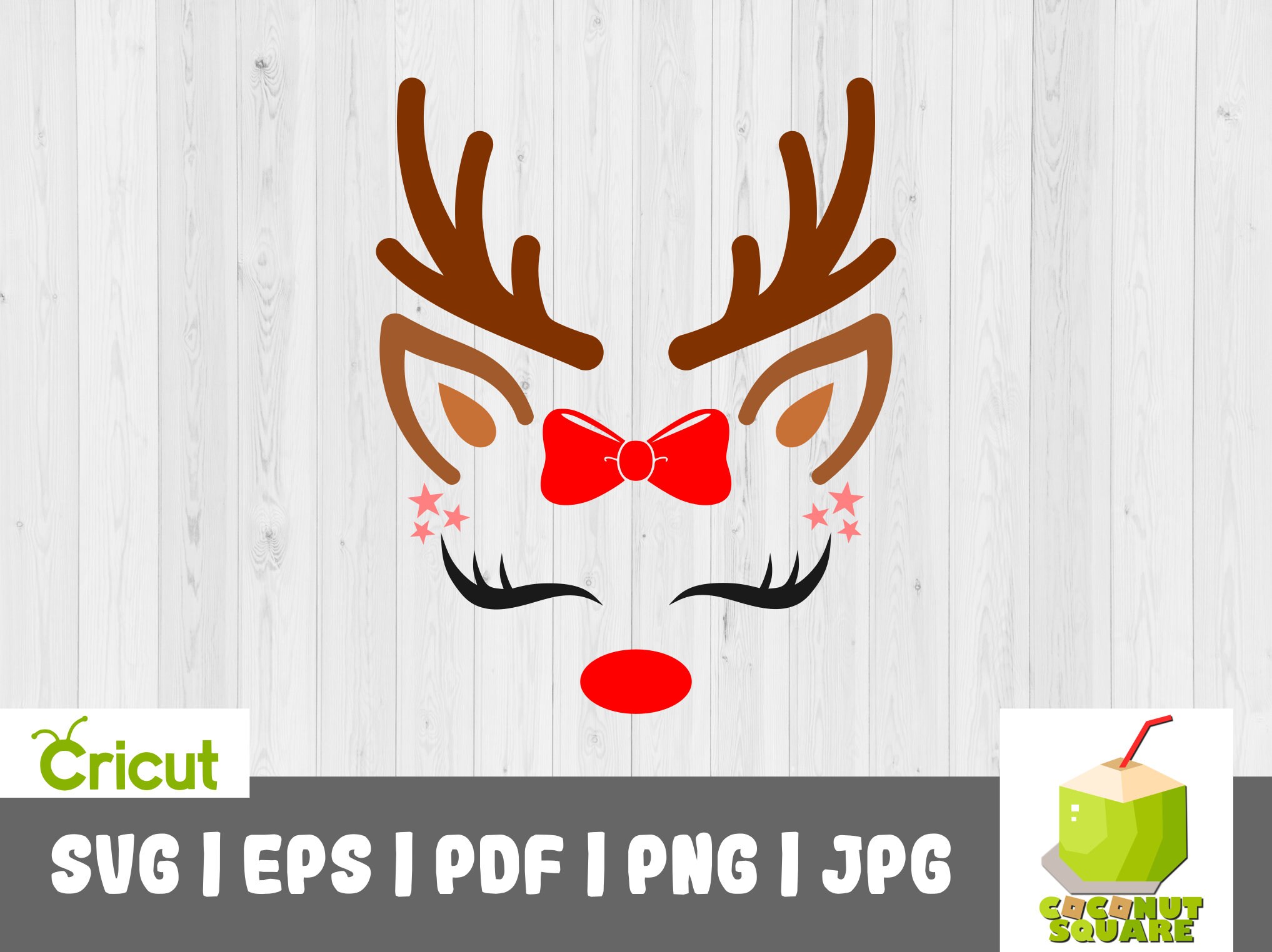 Archivo SVG de cara de reno para Cricut y Silhouette archivo - Etsy México