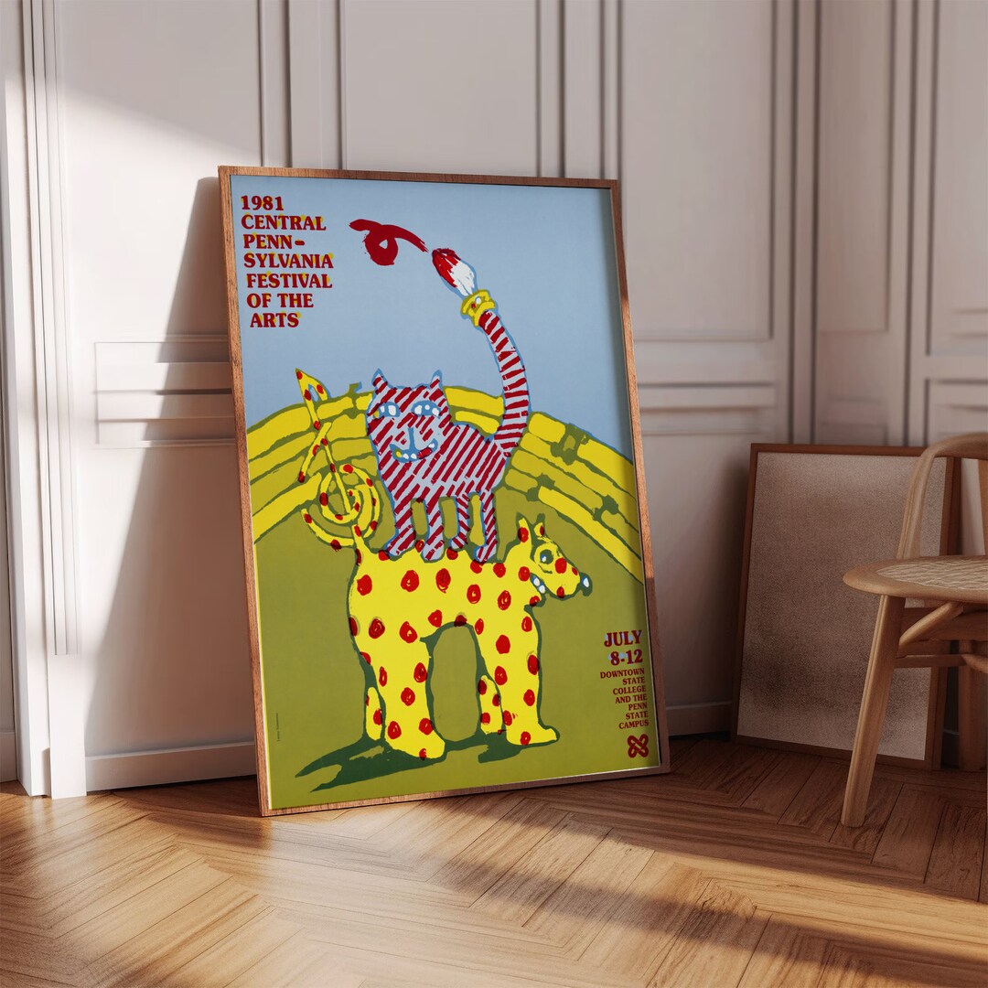 Vintage Music Poster, Digital Wall Poster, Cat Drawing, Cat Art, Music ...