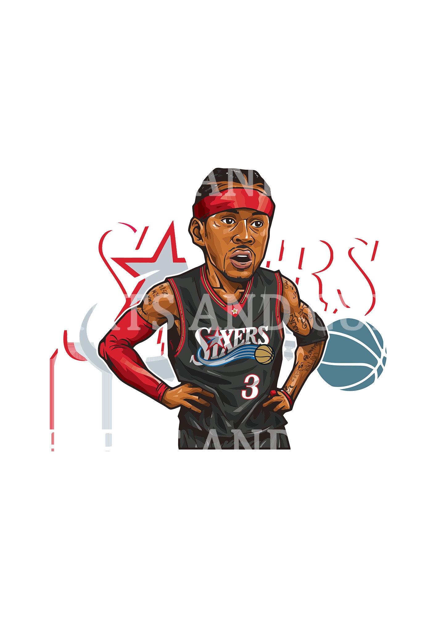 Allen Iverson 76ers PNG Download File - Etsy
