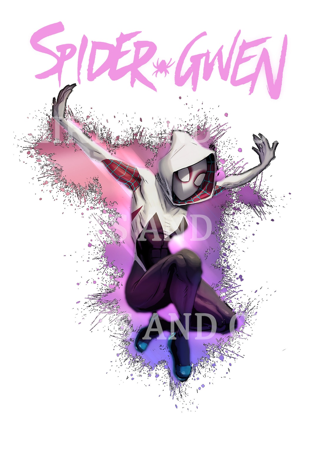 Spider Gwen With Pink Background Downloadable PNG File - Etsy