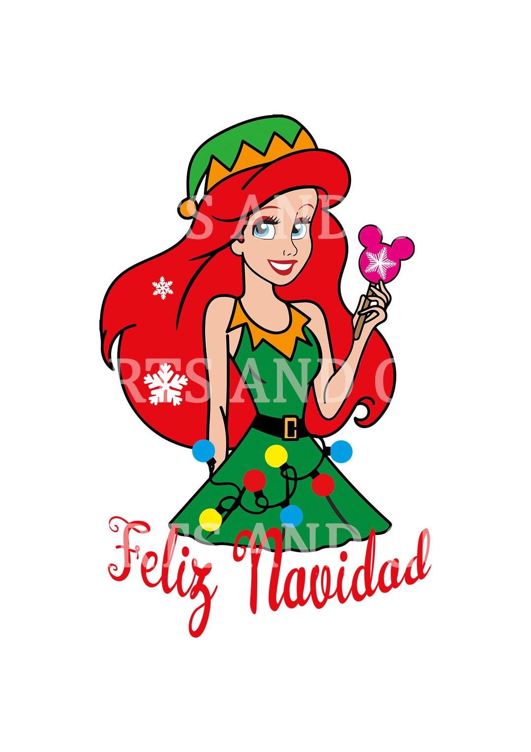 Christmas Princess Ariel Downloadable Digital PNG File - Etsy