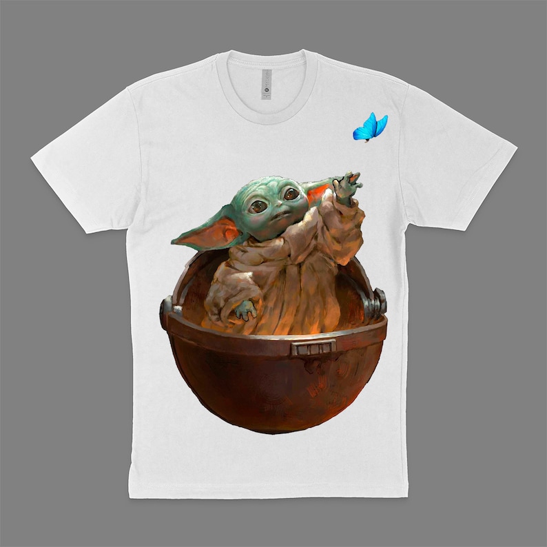 Grogu baby Yoda and a Butterfly Downloadable PNG File - Etsy
