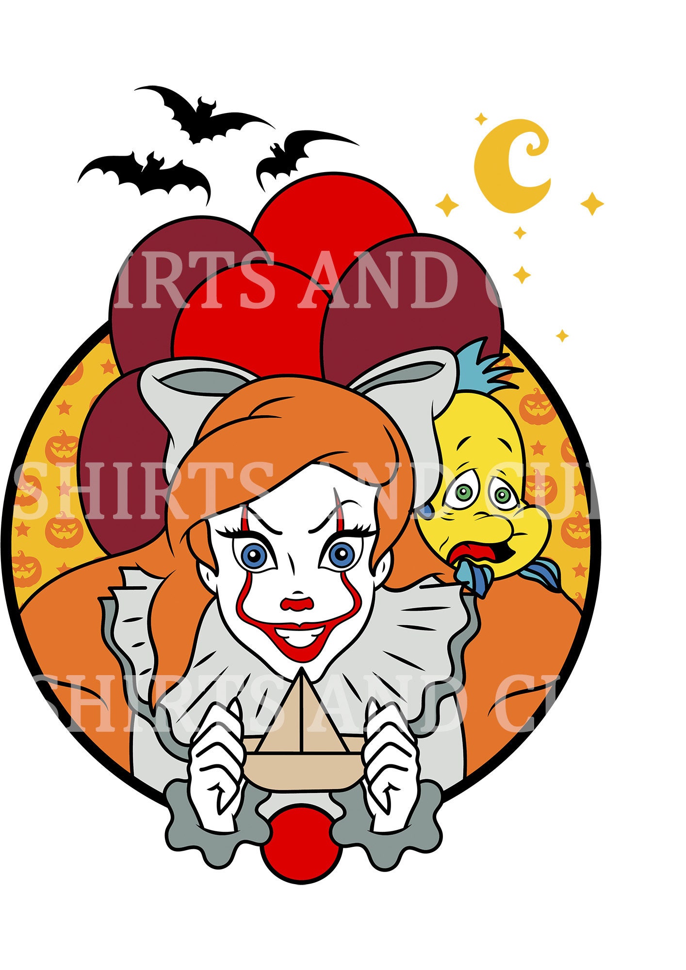 Halloween Ariel Pennywise IT Downloadable Digital PNG File - Etsy