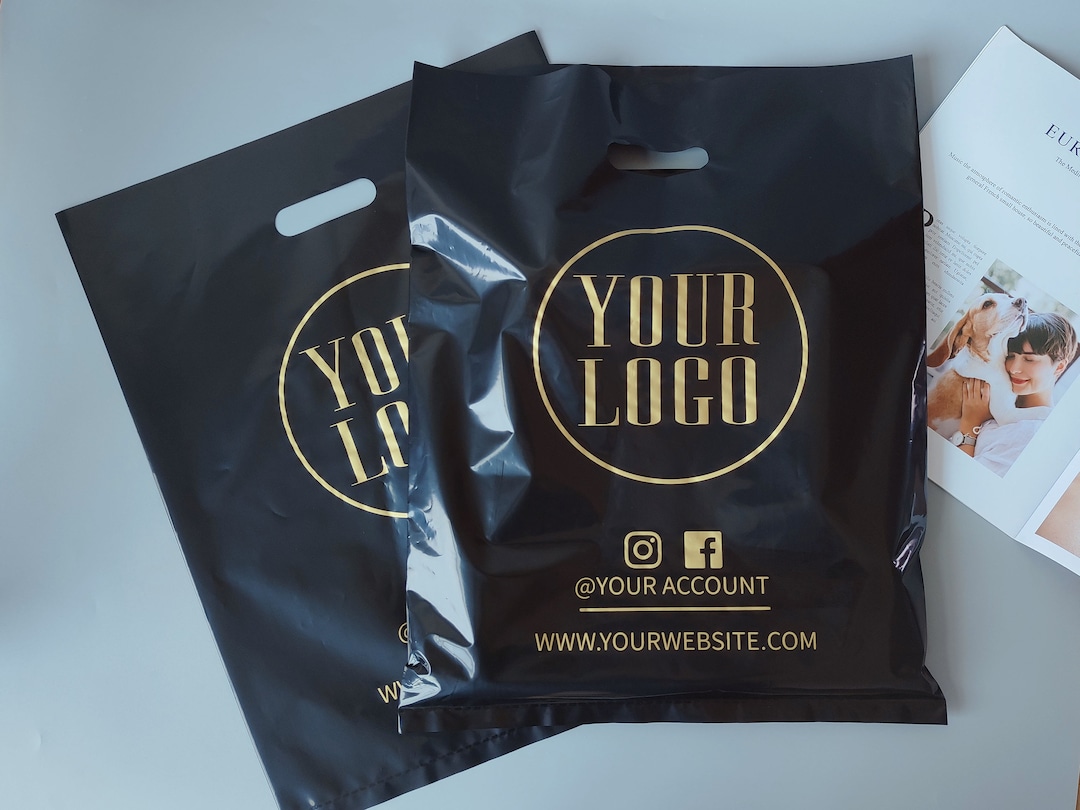 Custom Black Shopping Bags With Logo for Boutique Custom Marchandise ...