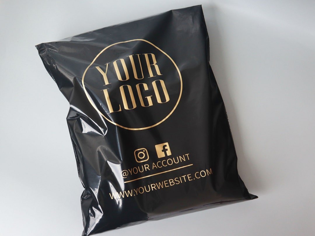 Custom Shipping Bags With Logo,glossy Black Mailers,custom Packing Bags ...