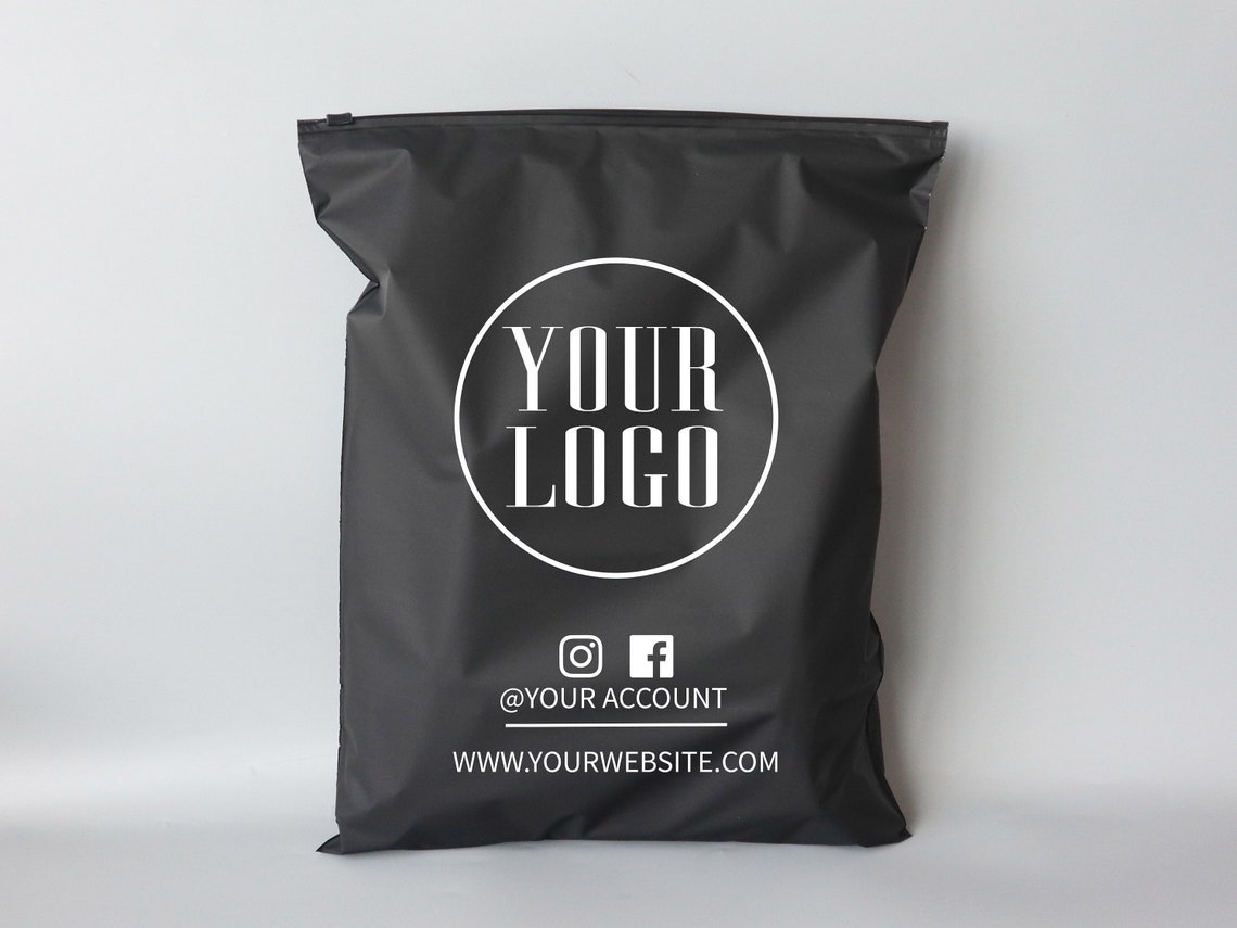 Black Zipper Bags With Logocustomized Clothing Bags for - Etsy UK