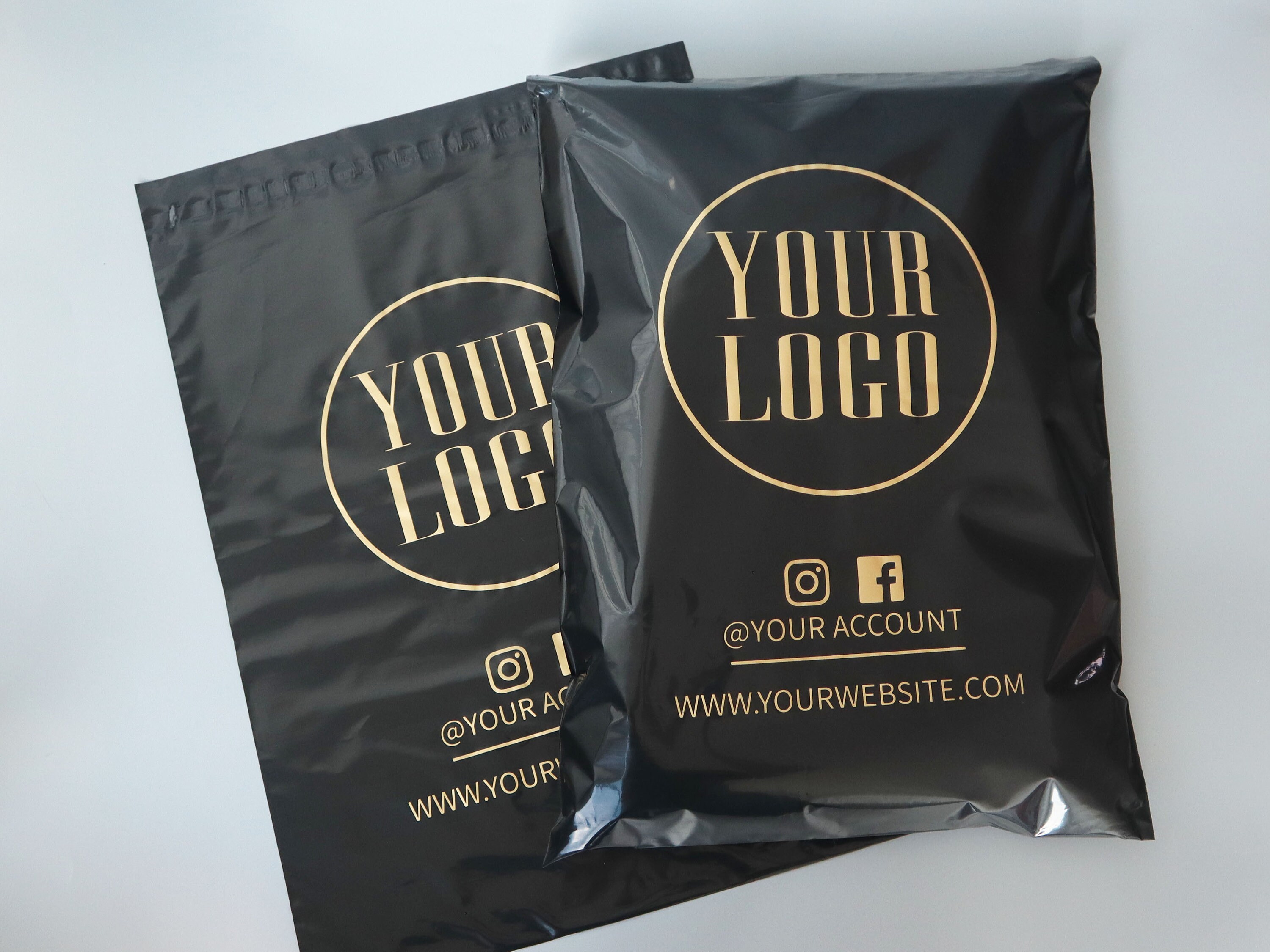 Custom Shipping Bags With Logo,glossy Black Mailers,custom Packing Bags ...