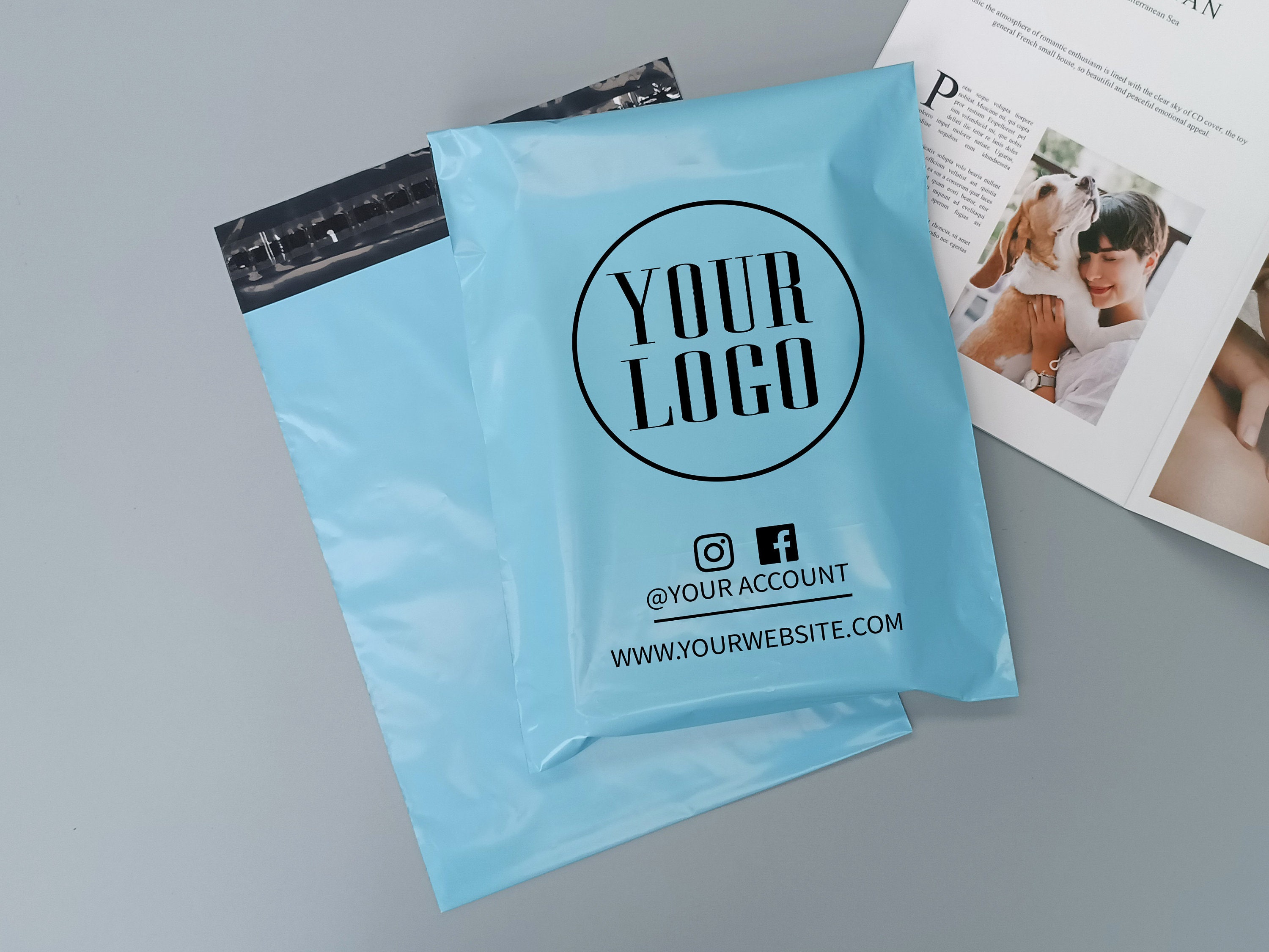 Custom Blue Envelopes With Logoplastic Mailerscustom Package - Etsy