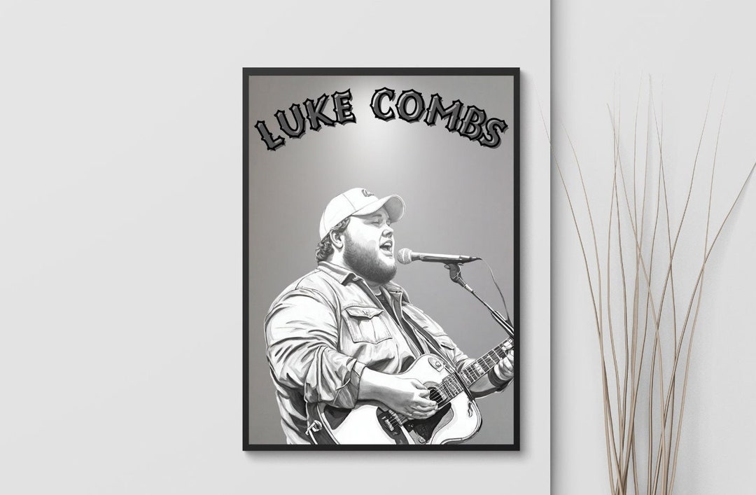 Luke Combs Portrait Poster Country Music Cowboy Wall Art Print Concert ...