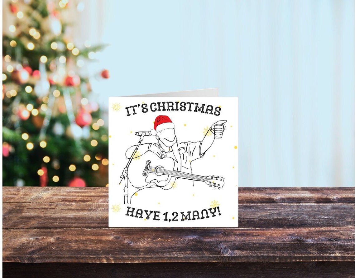 Luke Combs With Santa Hat Printable Christmas Card Country - Etsy