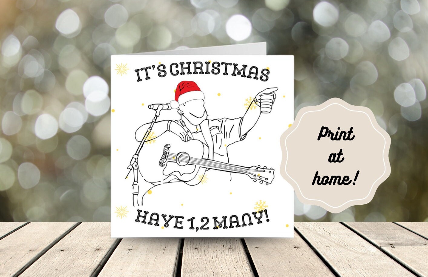 Luke Combs With Santa Hat Printable Christmas Card Country - Etsy