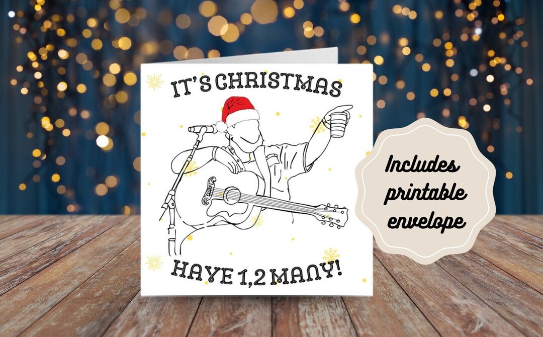 Luke Combs With Santa Hat Printable Christmas Card Country - Etsy