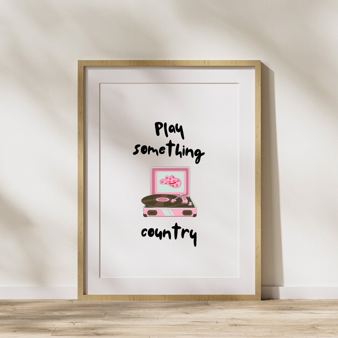 Play Something Country Poster Pink Record Vinyl Player Cowboy Cowgirl ...