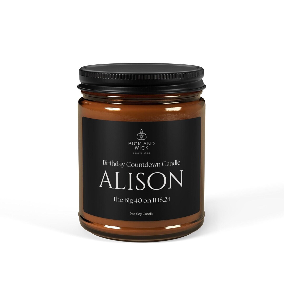 Custom 40th Birthday Countdown Candle, Personalized Scented Soy 40th ...