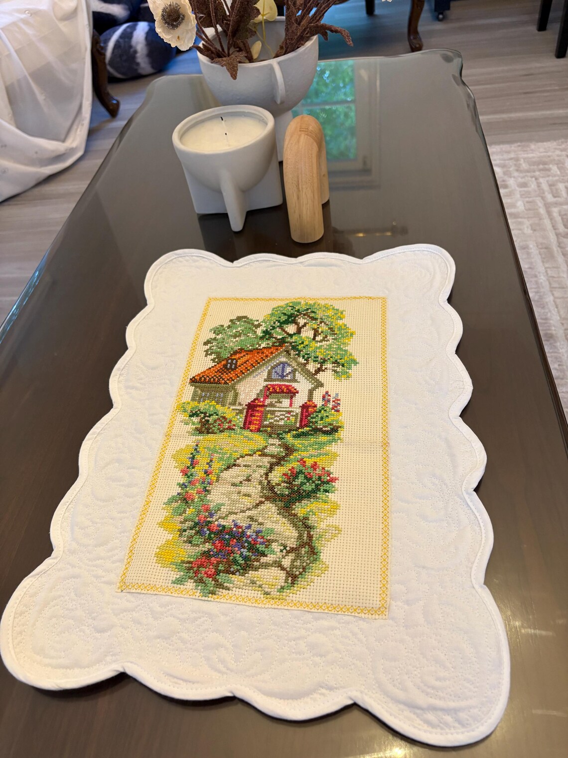 One Piece Table Mat - Cross Stich Work - Etsy