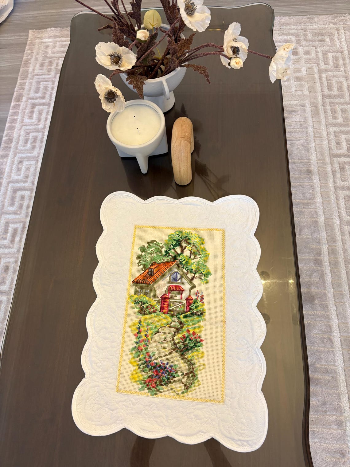 One Piece Table Mat - Cross Stich Work - Etsy