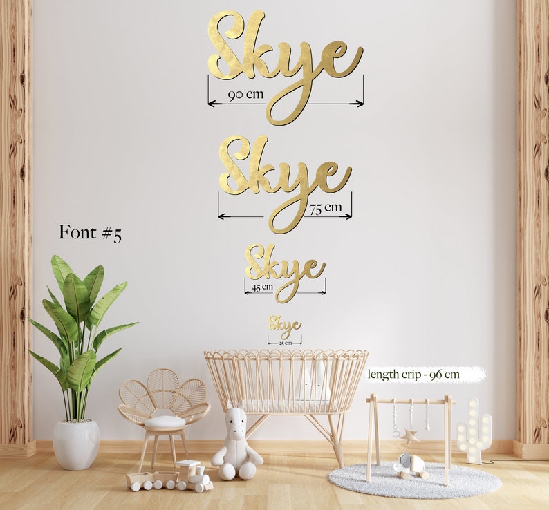 Wooden Golden Name Sign for Nursery Decor 8" to 35" Inch, Custom Wood ...