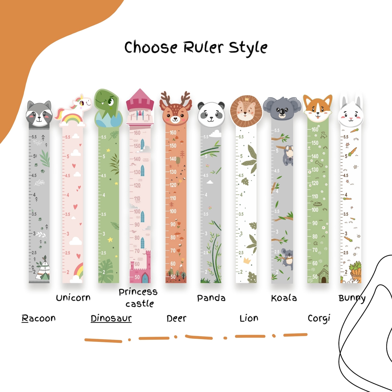 Personalized Baby Growth Ruler Chart Animals Style - Nursery Wall Decor ...