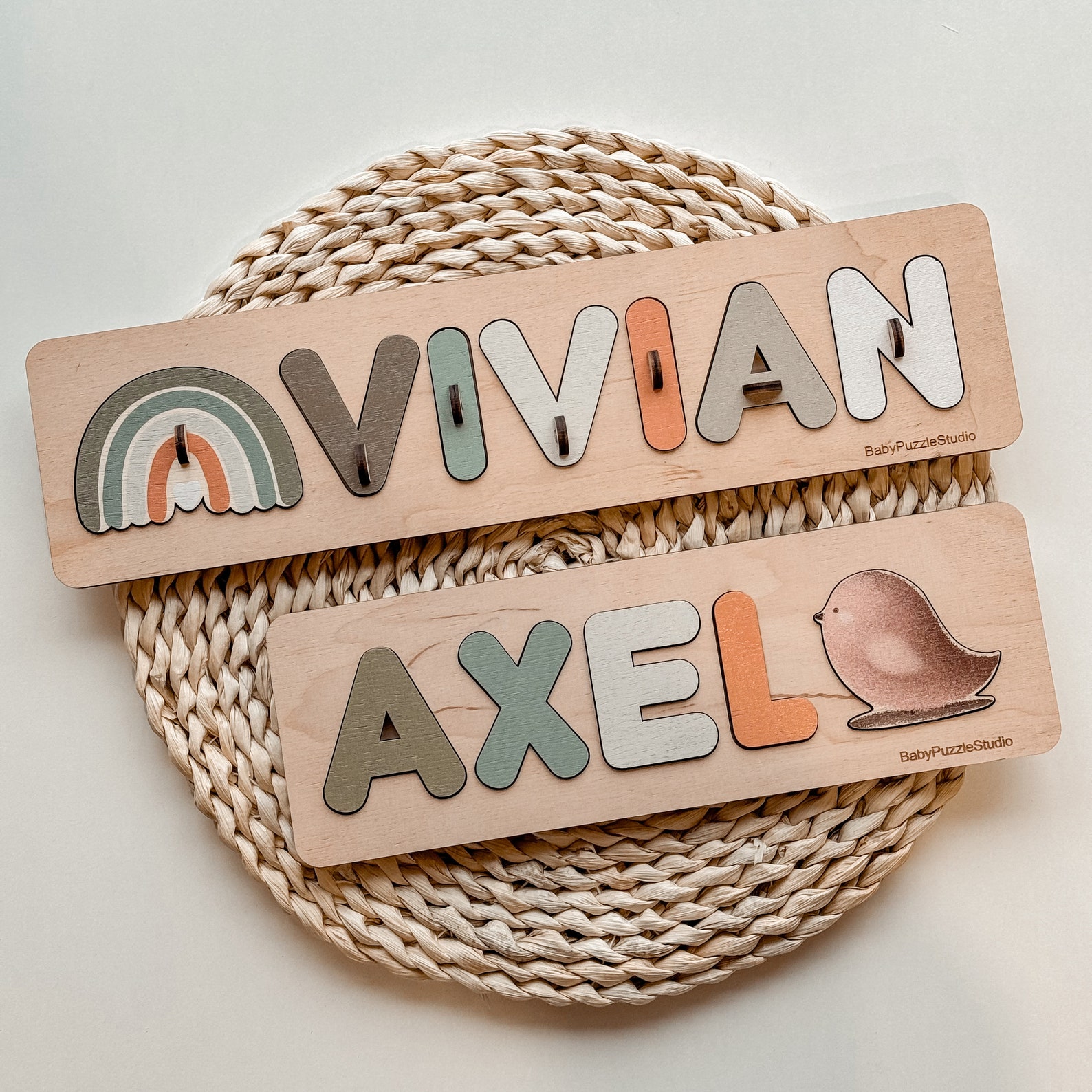 Personalized Baby Name Puzzle With Pegs, First Christmas Gift, Wooden ...