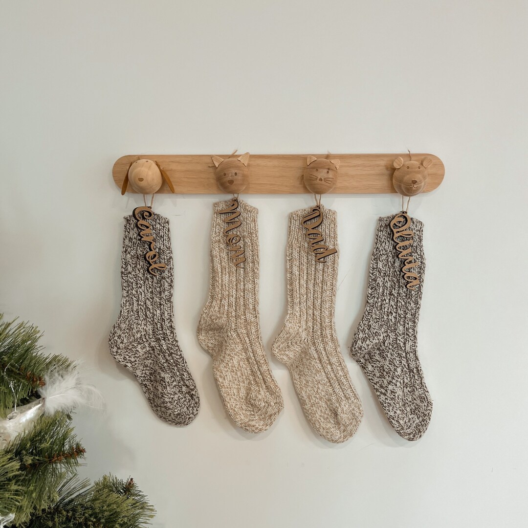 Сhristmas Stockings Tags Personalized Wooden Name Sign Custom - Etsy