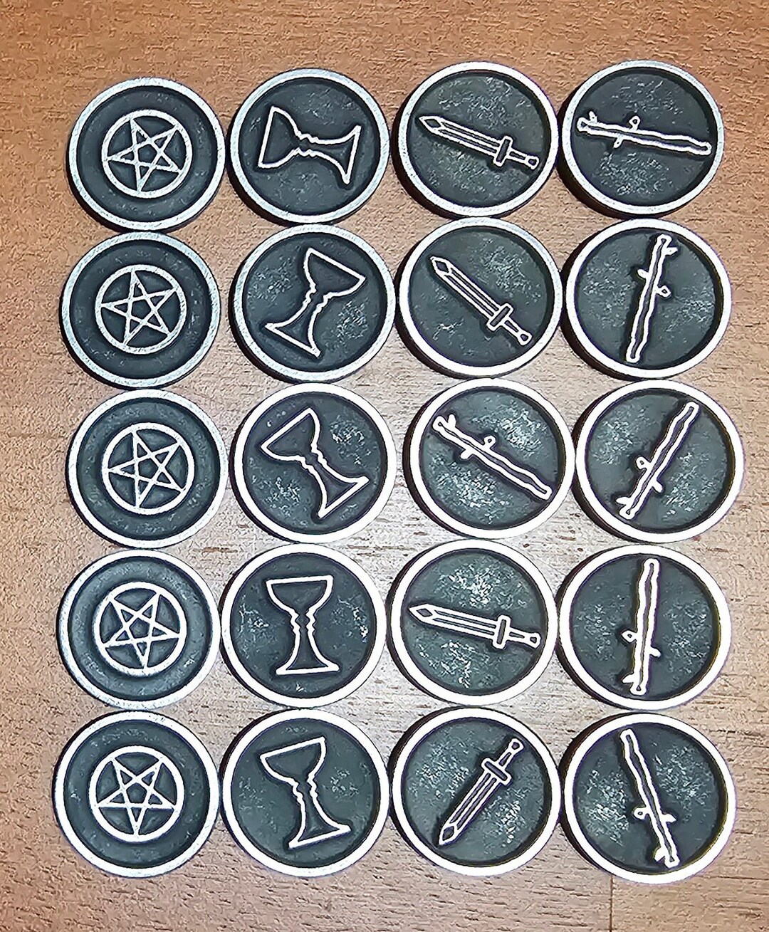 Variety Metal Gaming Tokens: Pentacles, Swords, Wands, and Cups - Etsy
