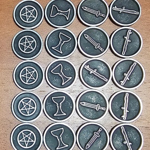 Variety Metal Gaming Tokens: Pentacles, Swords, Wands, and Cups - Etsy
