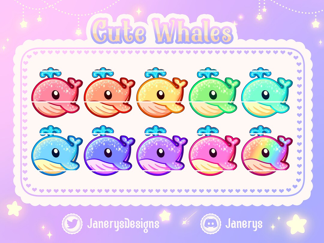 10 Cute Pastel Whales Badges for Twitch/youtube - Streaming - Sub Bits Badges - Multicolor ...