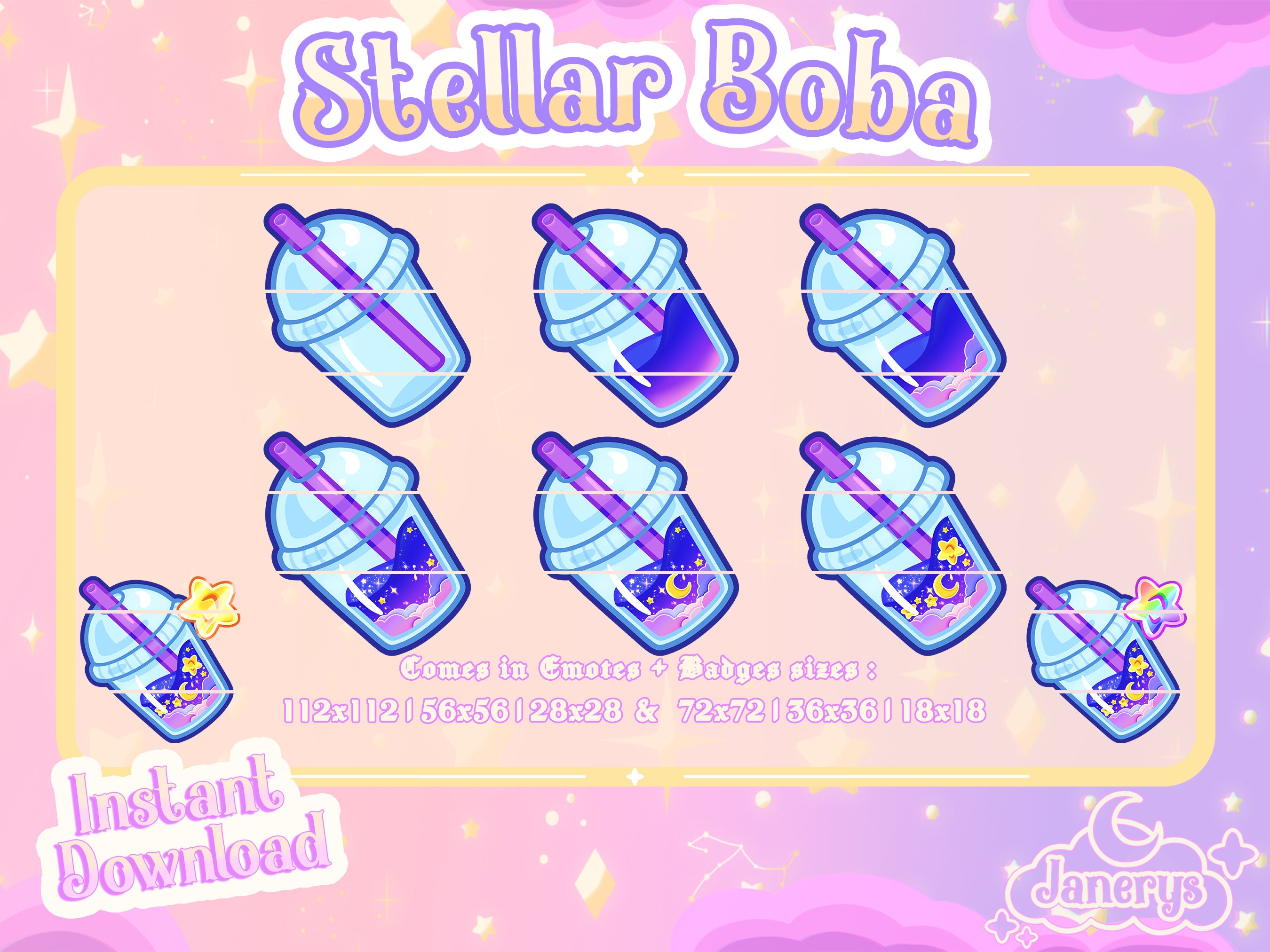 6 Cute Cosmic Boba Tea Badges 2 Flairs for - Etsy